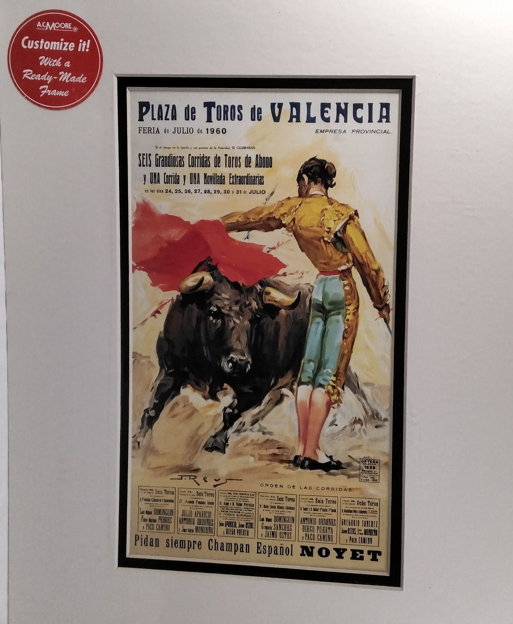 NOS A.C. Moore Art Print Bullfight Valencia Source W/mat 11 X 14 Shrink ...