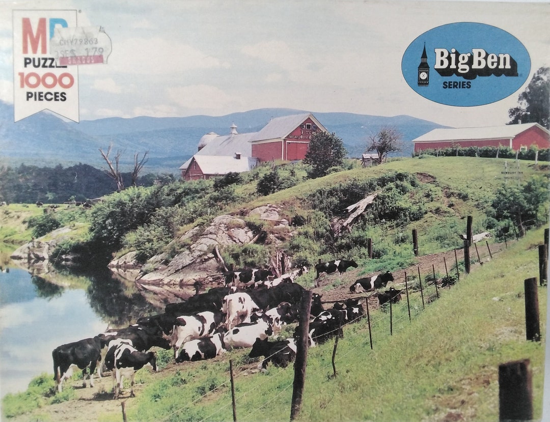 Vintage 1981 Newbury Vermont Farm Red Barn Cattle Jigsaw Puzzle 1000 Pc ...