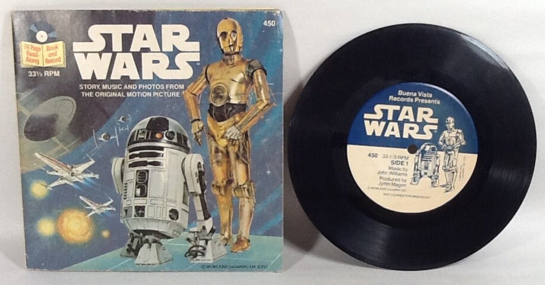 Vintage 1979 Star Wars Read-along Book and Record 450 R2-D2 C-3PO 33-1/ ...