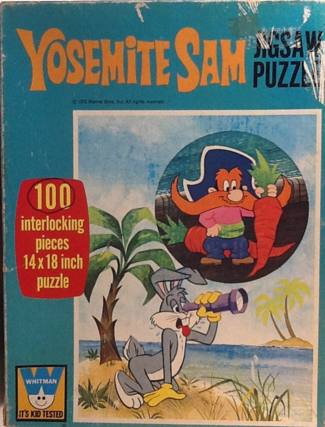 Vintage 1972 Yosemite Sam Bugs Bunny 100 Pc Jigsaw Puzzle 14 X 18 ...