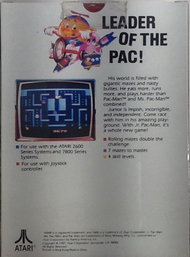 Vintage 1987 FACTORY SEALED Pac-man Jr. Atari 2600 Video Game | Etsy
