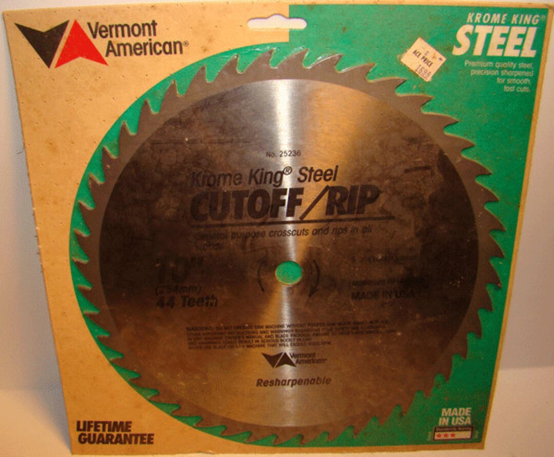 NEW Old Stock Vermont American 10 Krome King Steel Cutoff/rip Saw Blade ...