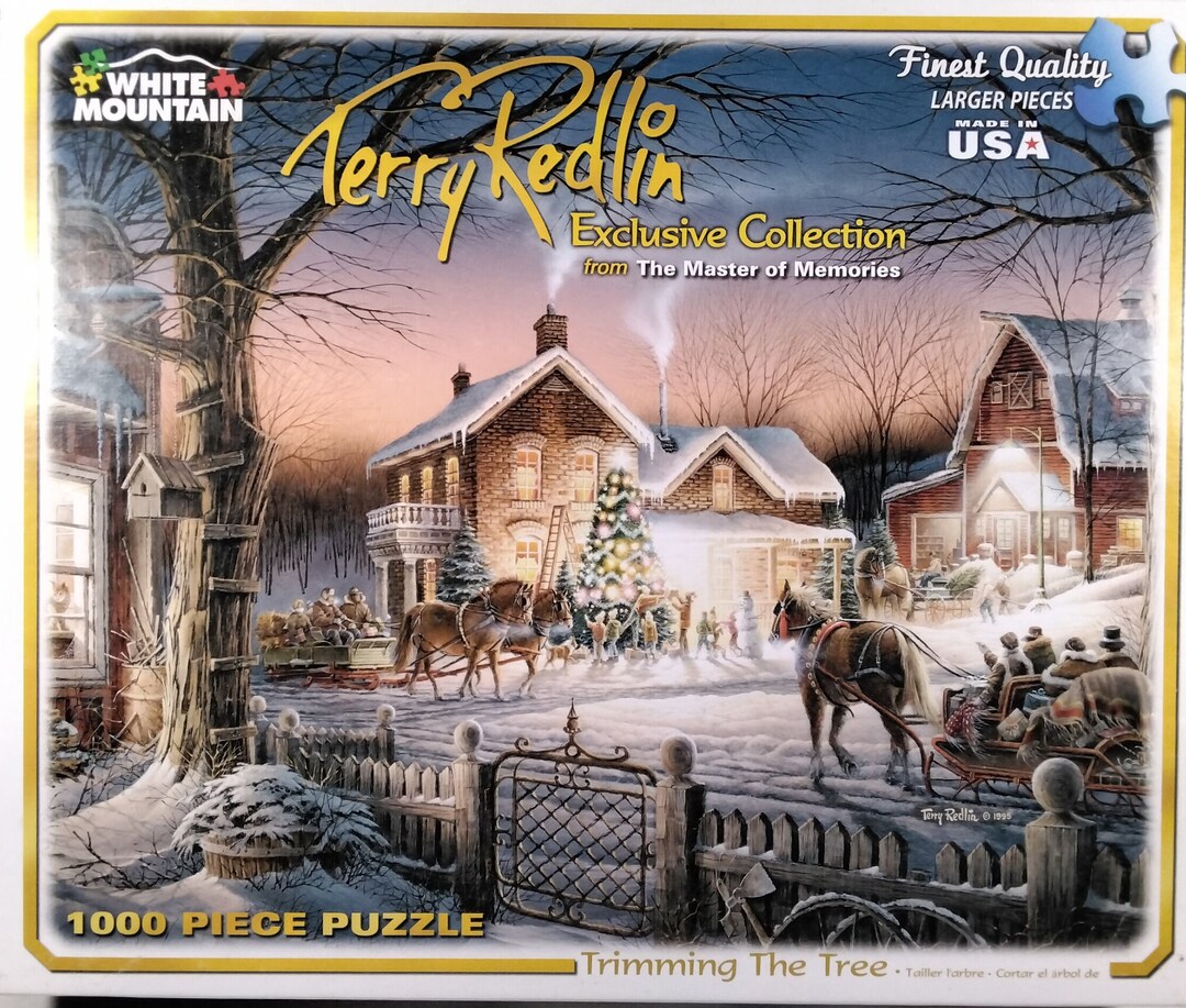 Trimming the Tree Christmas Red Barn Snow Horse Drawn Sleigh Terry ...