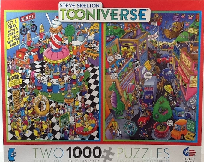 Two Puzzles in One Box Tooniverse Steve Skelton 1000 Pc (each) Jigsaw ...