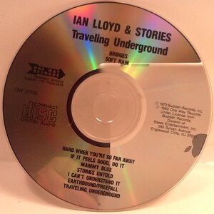 Ian Lloyd & Stories CD Traveling Underground One Way Records OW27735 - Etsy
