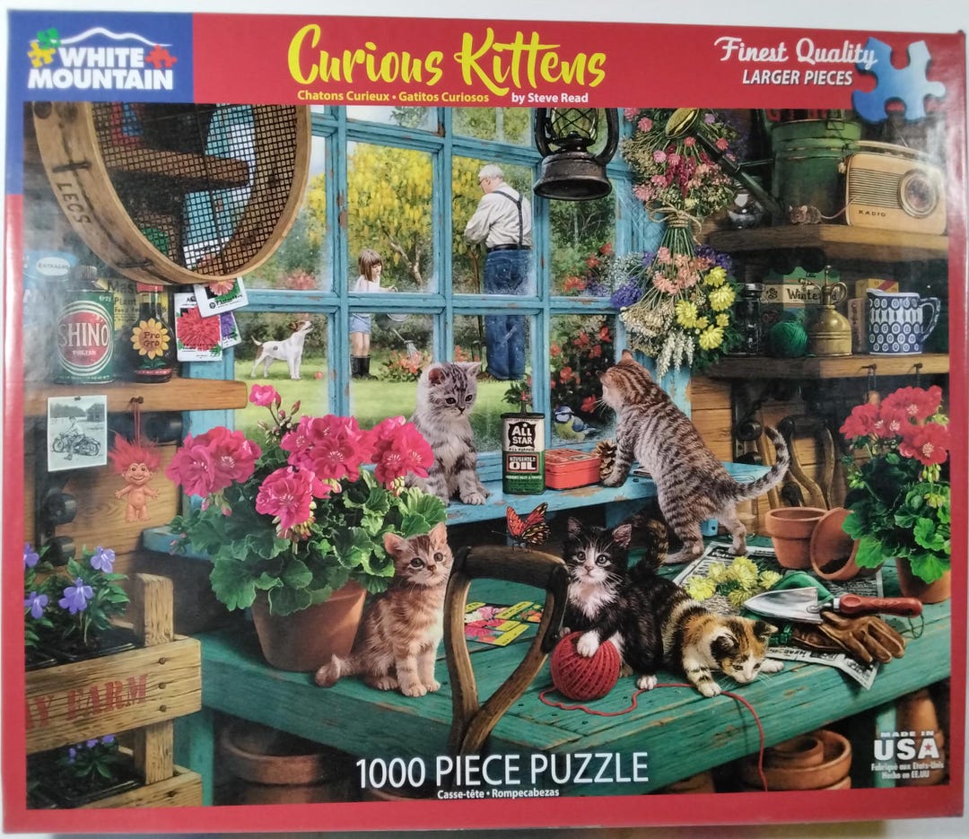 Curious Kittens Steve Read 1000 Pc Jigsaw Puzzle 24 X 30 White Mountain ...