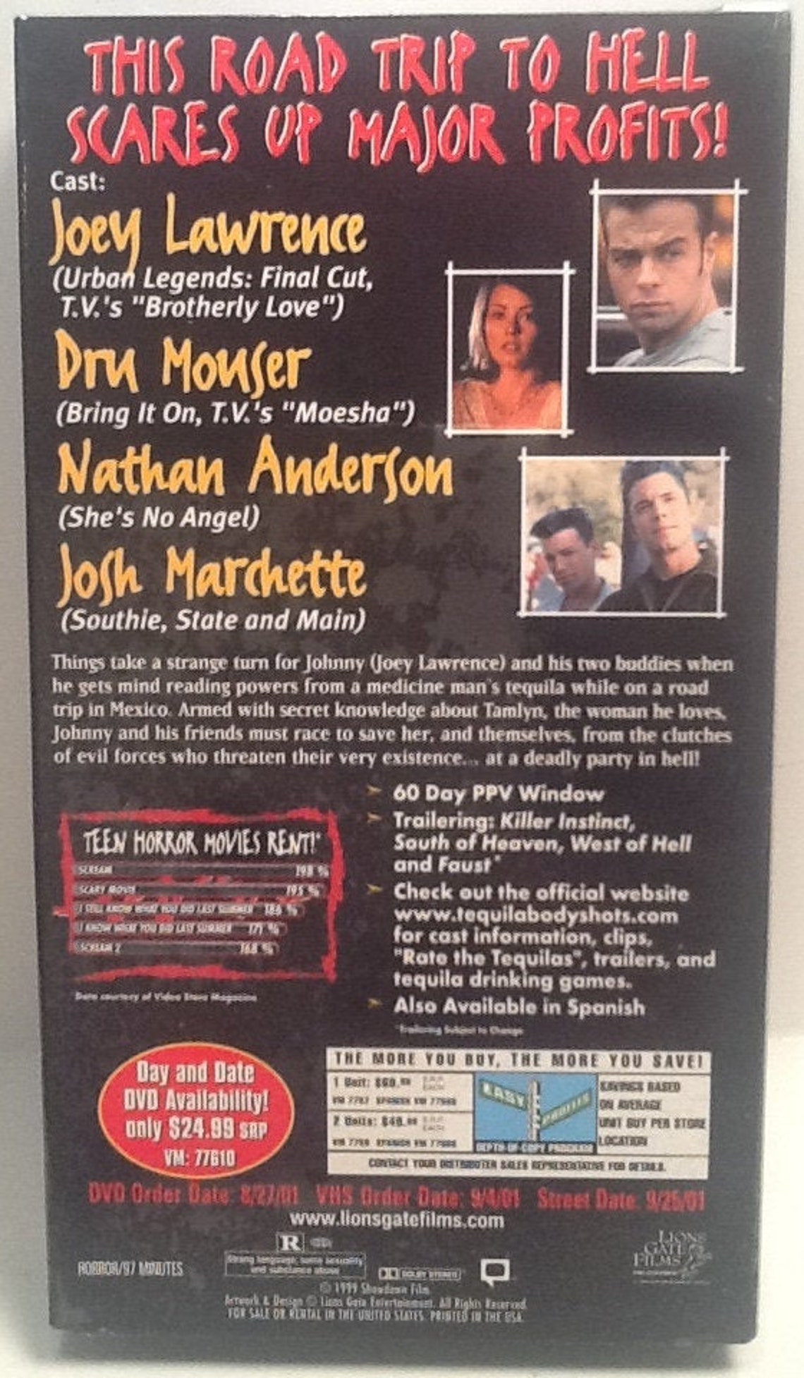 FACTORY SEALED Tequila Body Shots VHS Screener Joey Lawrence - Etsy