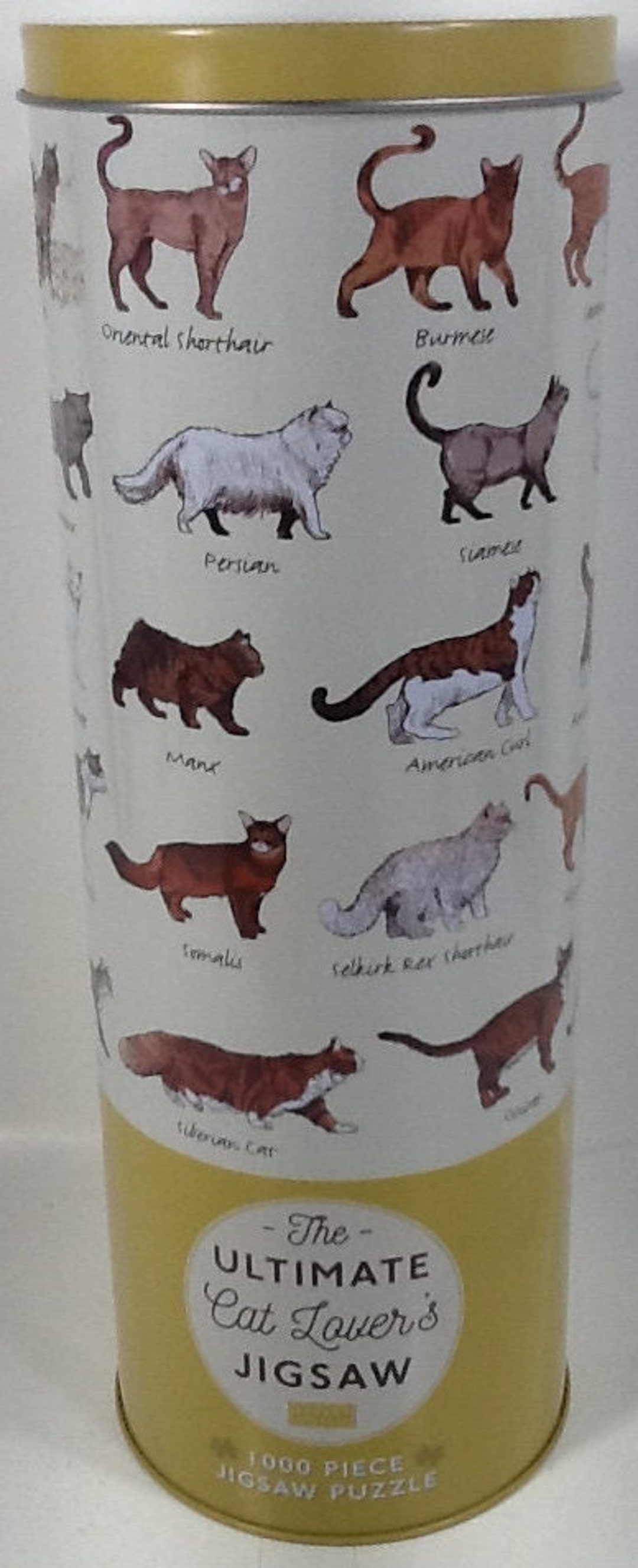 NEW the Ultimate Cat Lover's Jigsaw Puzzle Cylinder Shape TIN Container ...