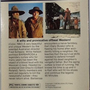 Vintage VHS Tape Barbarosa Willie Nelson Gary Busey 1982 CBS/FOX Slide ...