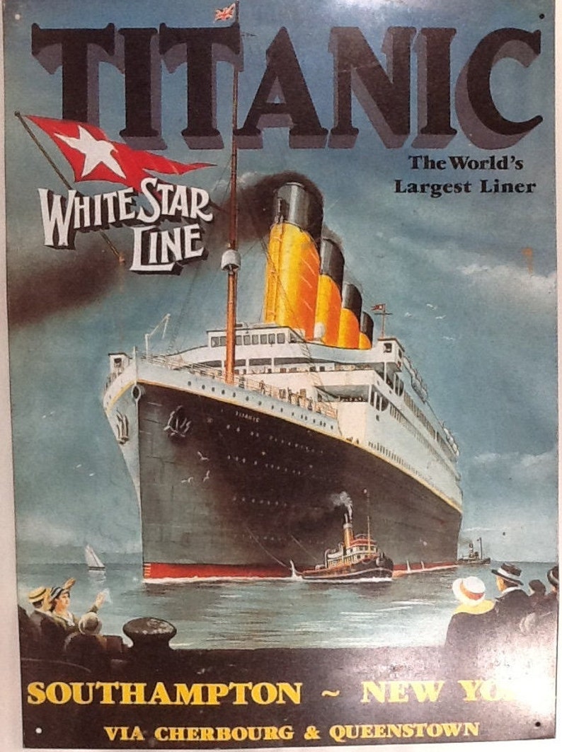 Collectible Tin Sign Titanic White Star Line Southampton New - Etsy