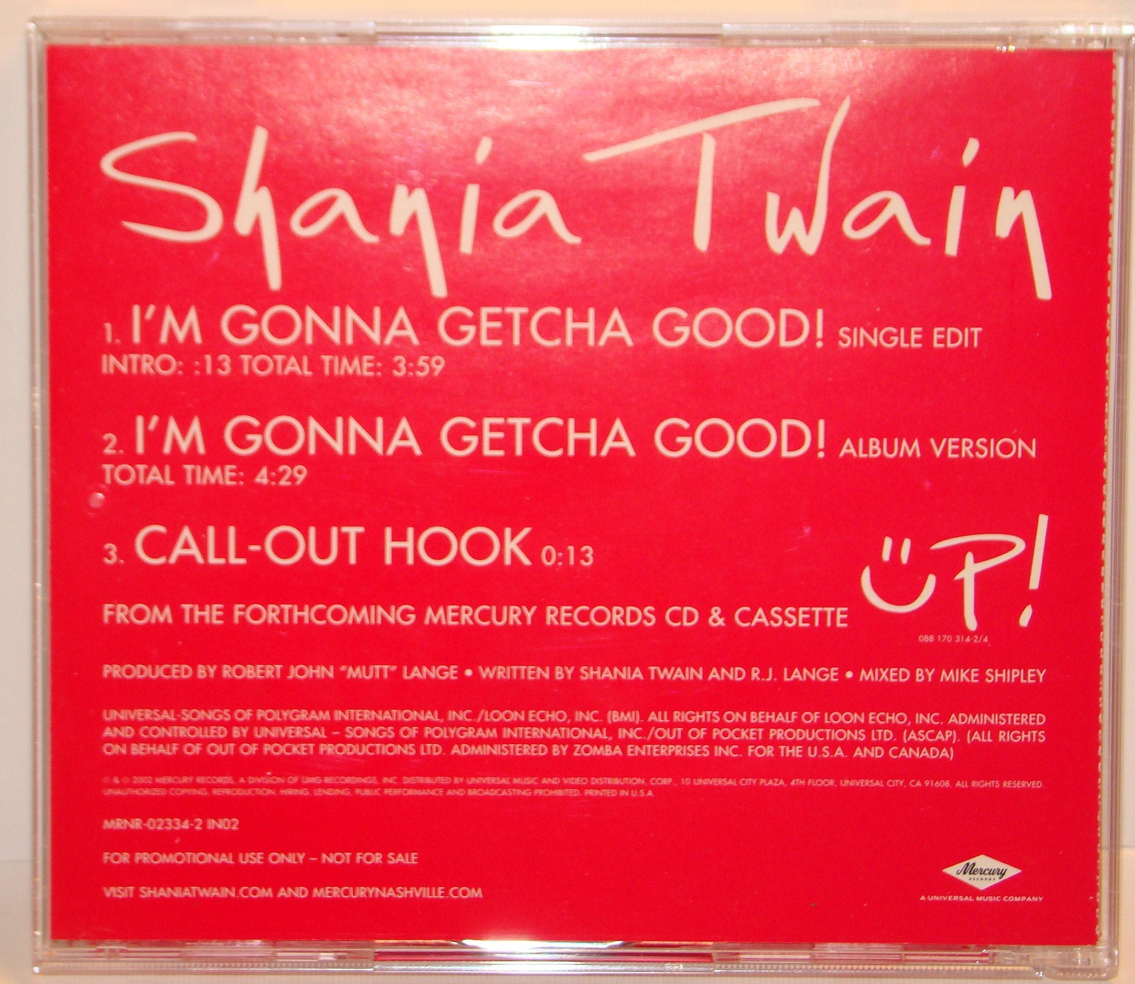 Shania Twain Promo CD I'M Gonna Getcha Good Single Edit - Etsy UK