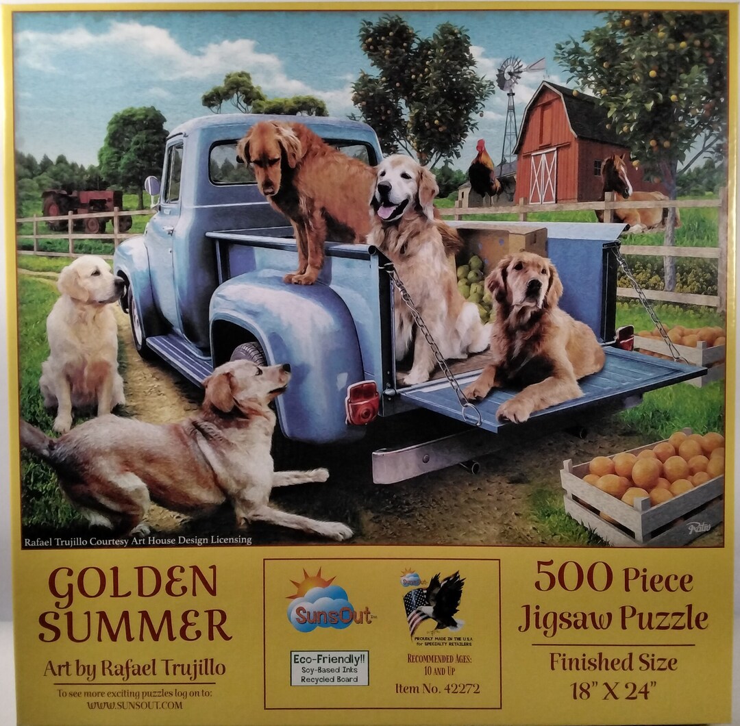 Golden Summer Retriever Rafael Trujillo 500 Pc Jigsaw Puzzle 18 X 24 ...