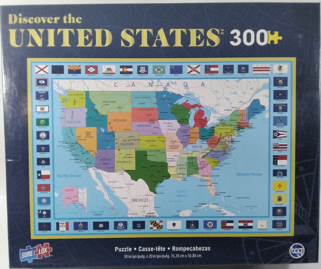 FACTORY SEALED Discover the United States Map 300 Pc 30 X 20 Jigsaw ...