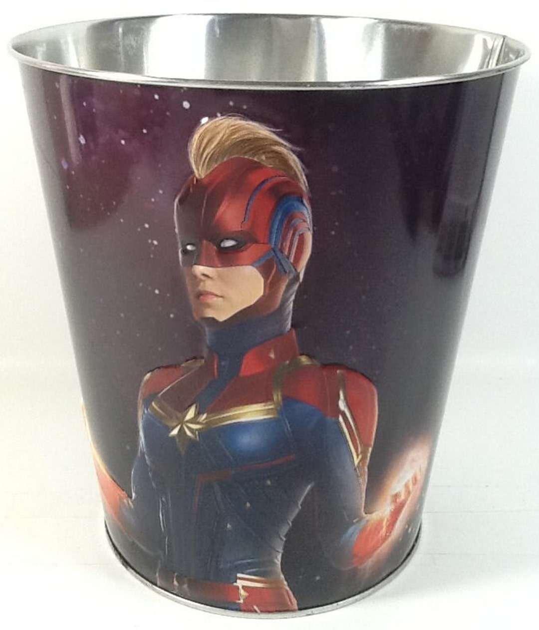 Captain Marvel Movie Promo Theater Popcorn Embossed Tin Bucket Carol ...