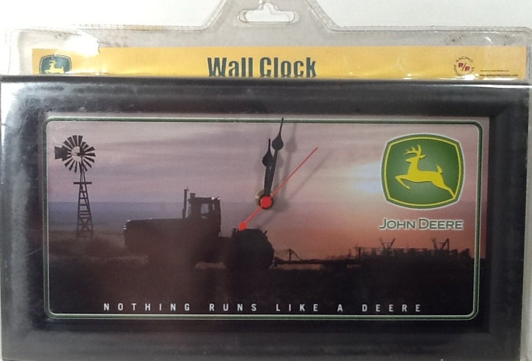 NEW in Package John Deere Wall Clock 13" X 7" Nothing Runs Like A Deere ...