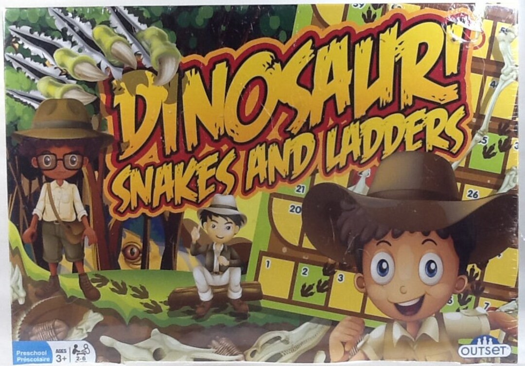 FACTORY SEALED Dinosaur Snakes and Ladders Board Game Outset Media Made ...