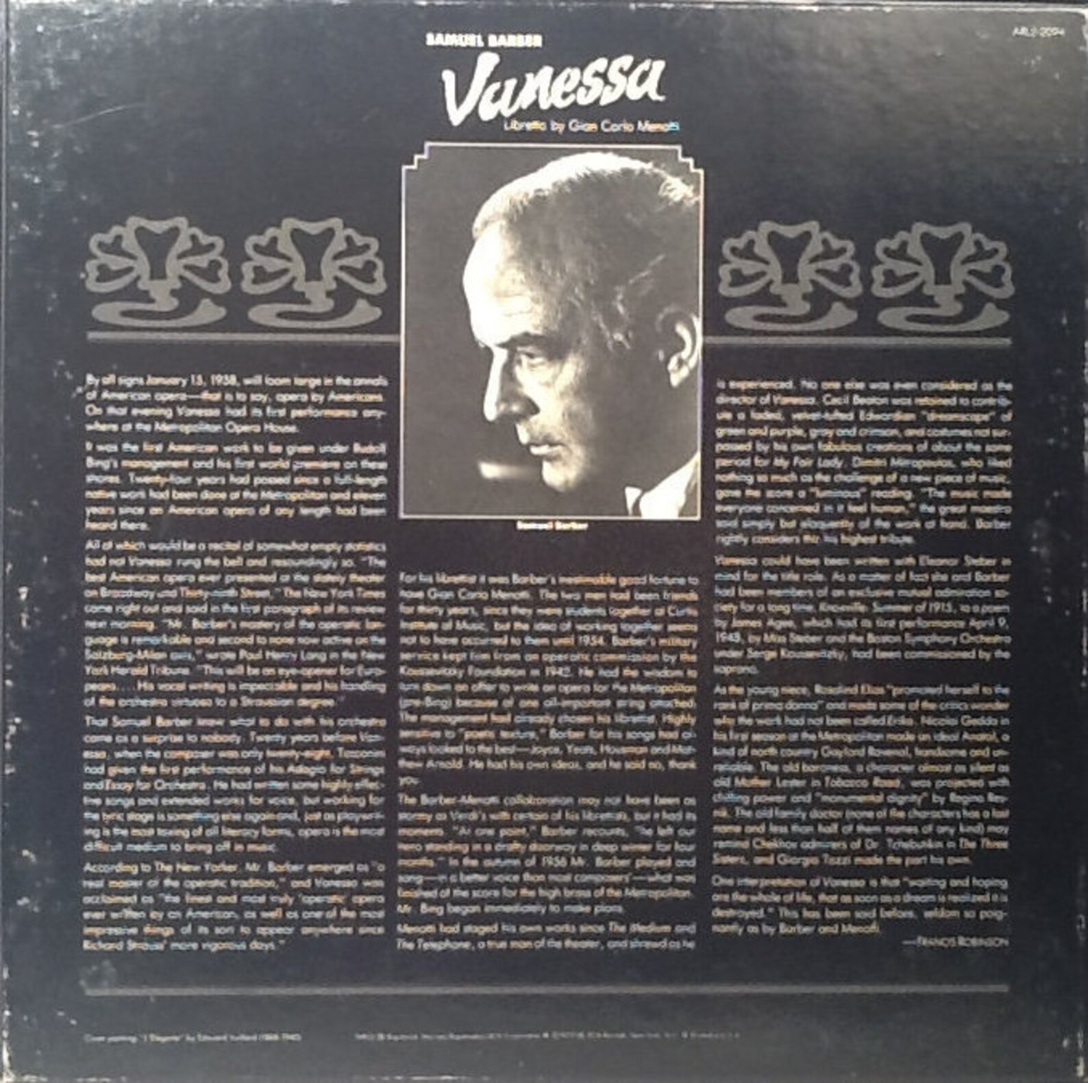 Vintage Vanessa Samuel Barber Gian Carlo Menotti Steber Gedda | Etsy