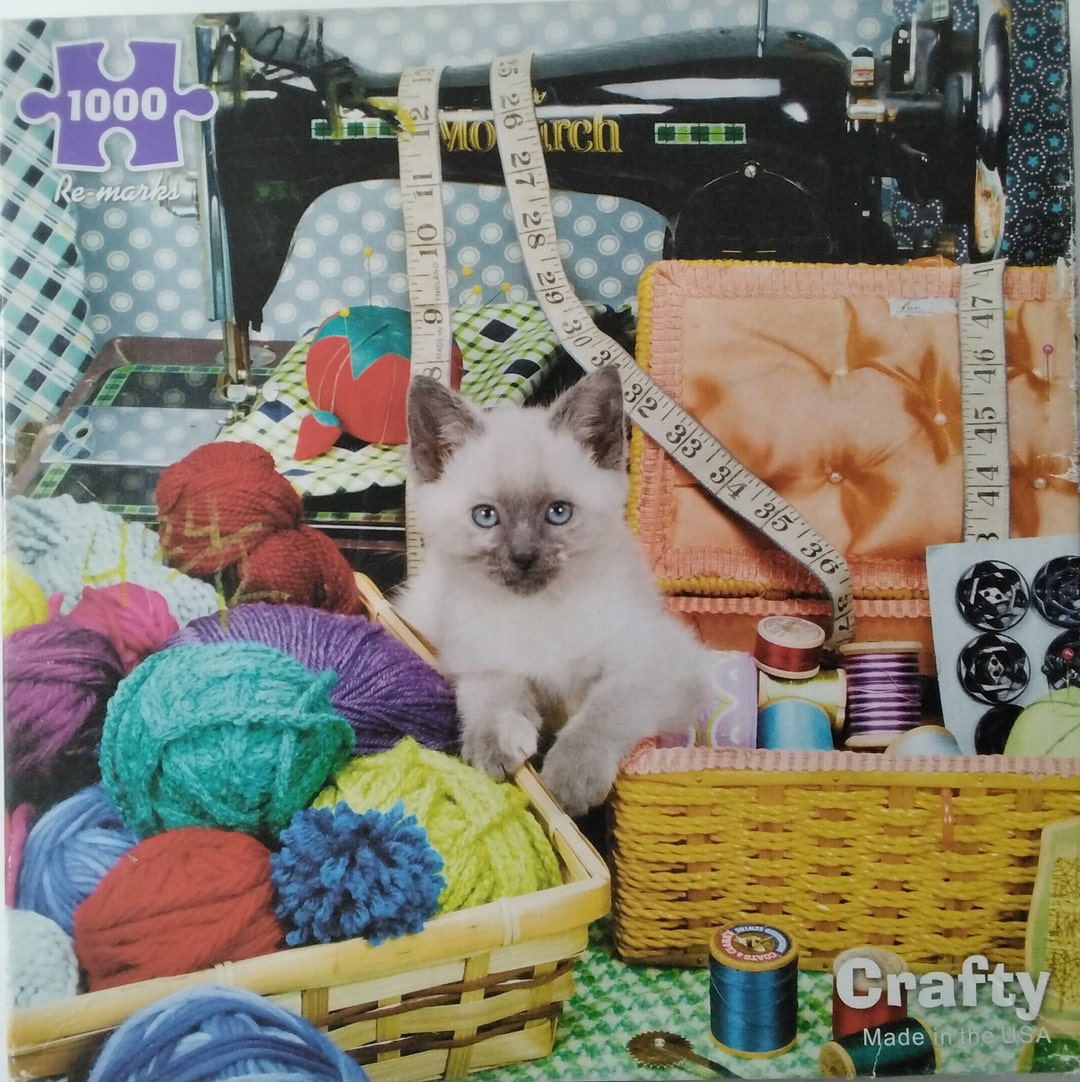 Crafty Kitten Yarn Monarch Sewing Machine 1000 Pc Jigsaw Puzzle 19.25 X ...