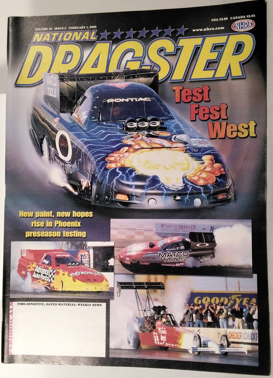 VINTAGE Feb 1, 2002 National Dragster Magazine Test Fest West New Paint ...