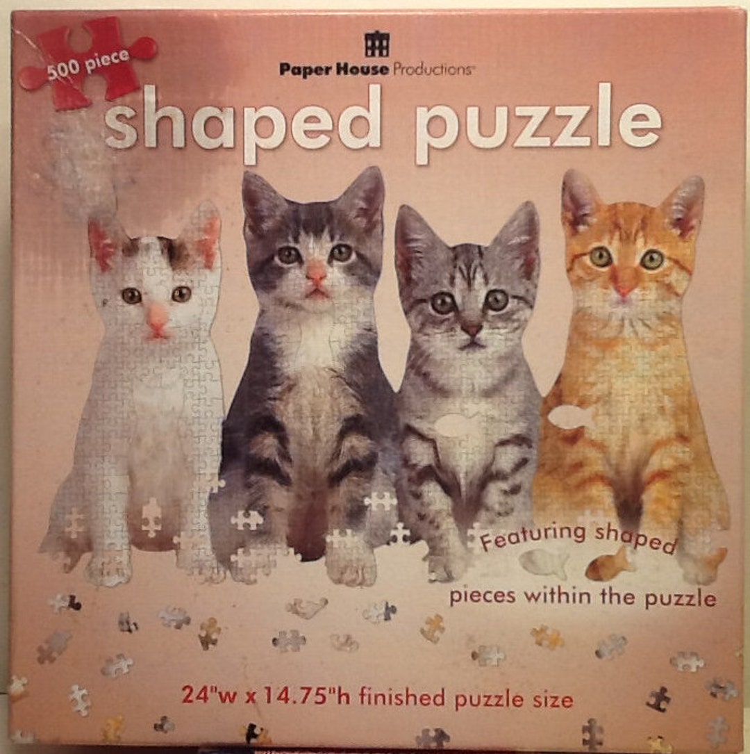 Cats Shaped Puzzle 500 Pc Jigsaw Puzzle 24 X 14.75 Paper House PUZ-0002 ...