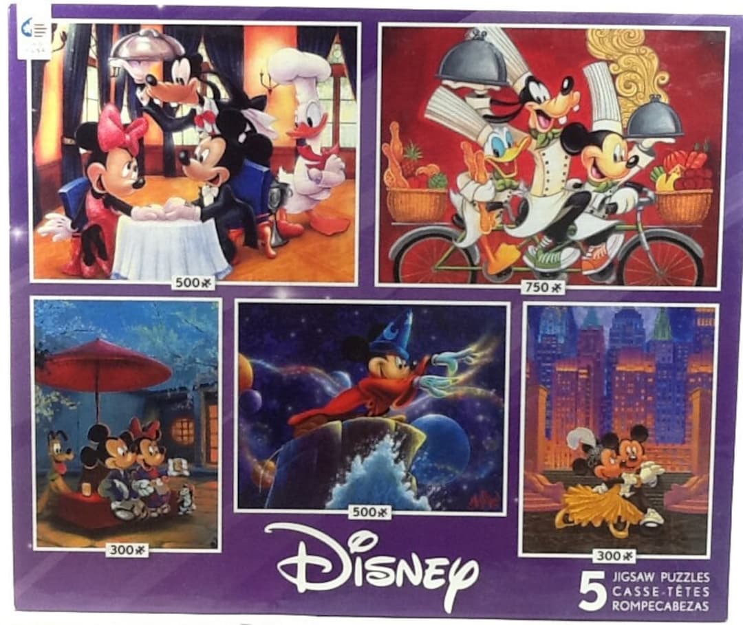 Disney 5 Pack Jigsaw Puzzles Mickey Minnie Mouse Goofy Pluto Donald ...
