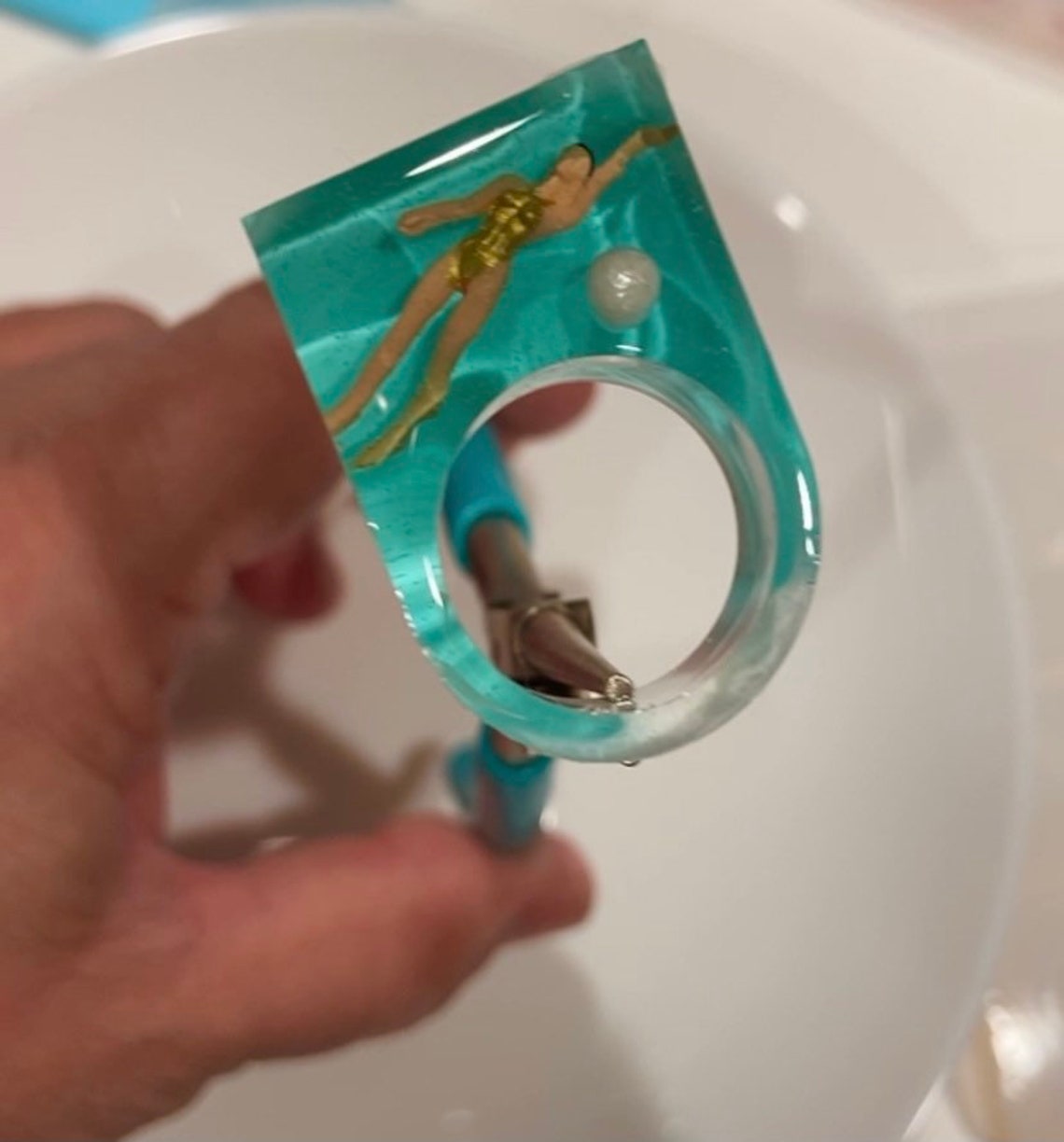 Swimming Pool Ring Beach Jewelry Caribbean Blue Gifts | Etsy