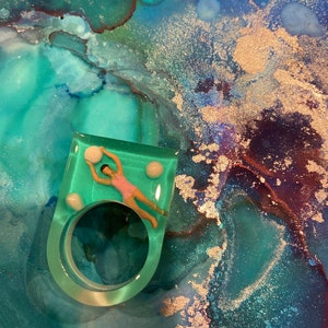 Swimming Pool Ring, Beach Jewelry, Caribbean Blue Gifts, Handmade Resin ...