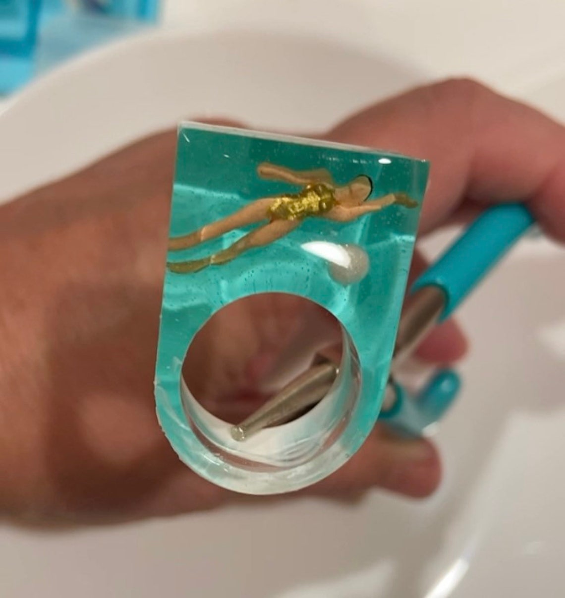 Swimming Pool Ring Beach Jewelry Caribbean Blue Gifts | Etsy