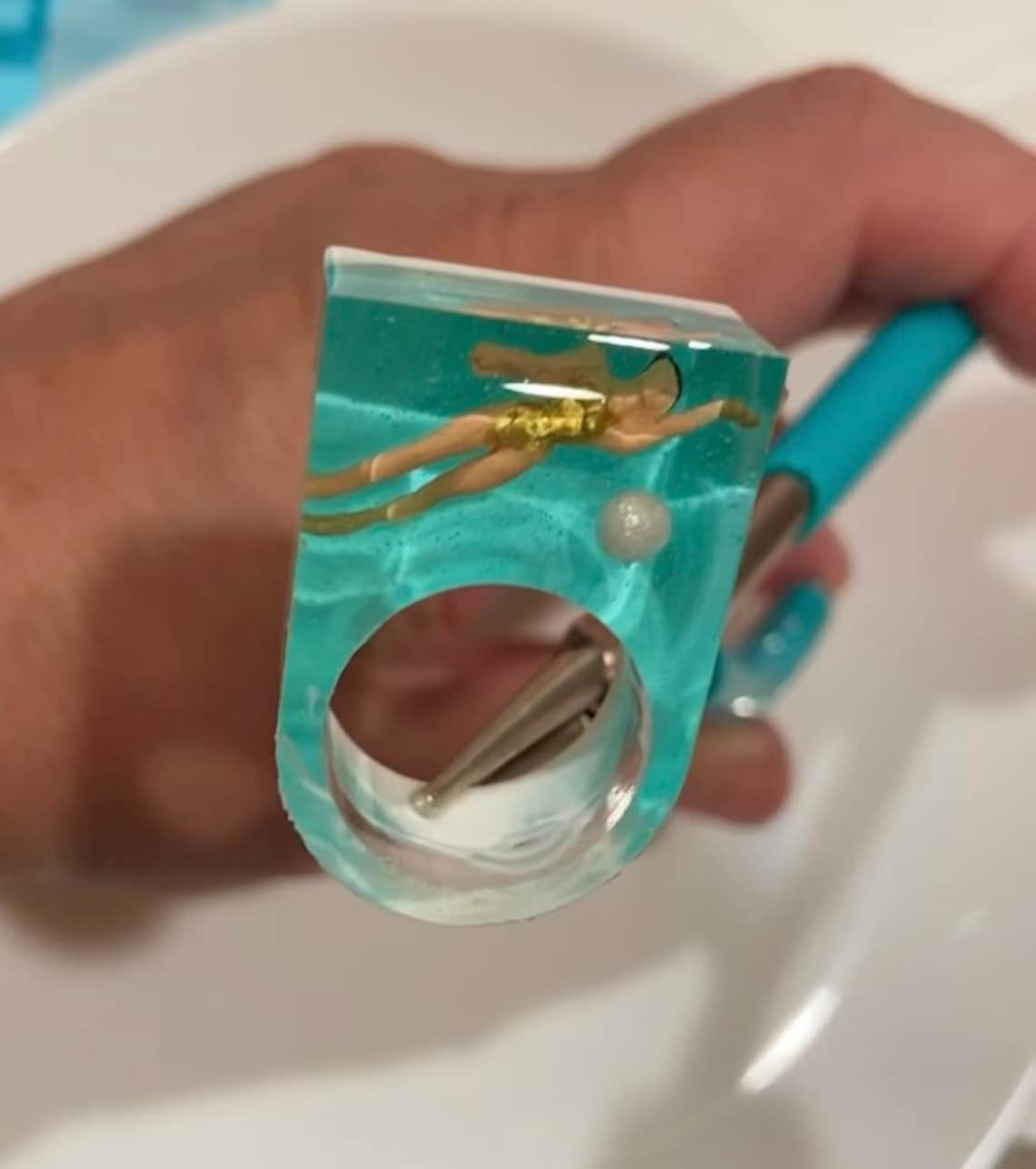 Swimming Pool Ring Beach Jewelry Caribbean Blue Gifts | Etsy