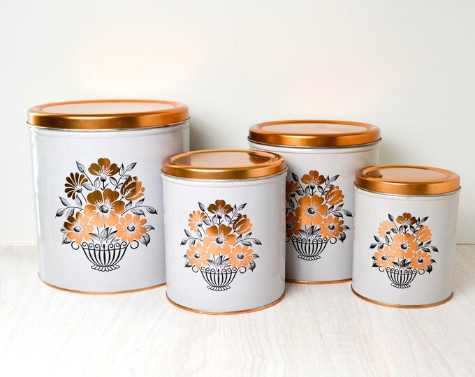 Decoware Copper Flower Canister Set of Four - Etsy