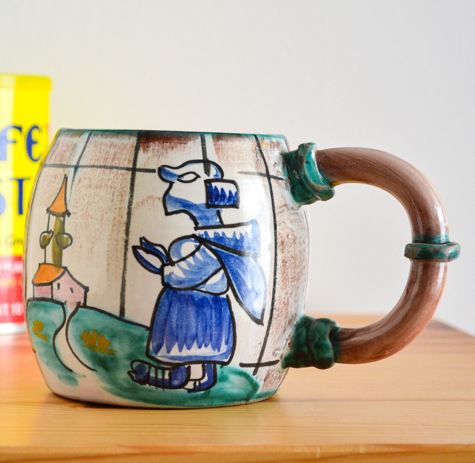 Italian Hand Painted Pottery Mug With Monk and Church Scene - Etsy