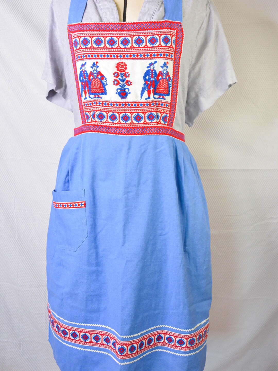 German Folk Art Embroidered Full Apron With Pocket - Etsy