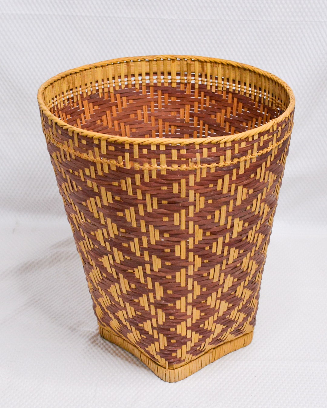 Tall Woven Basket With Chevron Design - Etsy