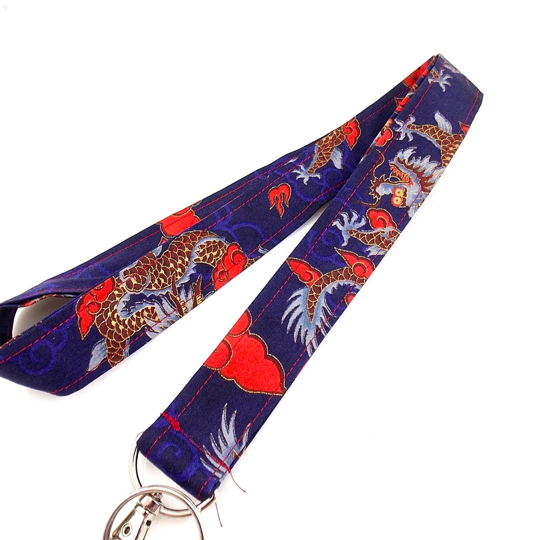 Chinese Dragon Lanyard in Bright Red and Blue / Asian Inspired Dragon ...