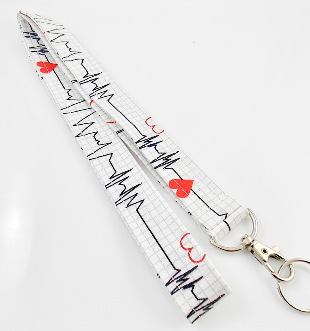EKG Lanyard / Cardiology Nurse Lanyard / Heart Lanyard With EKG Reading ...