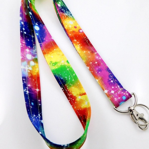 Rainbow Galaxy Lanyard - Etsy