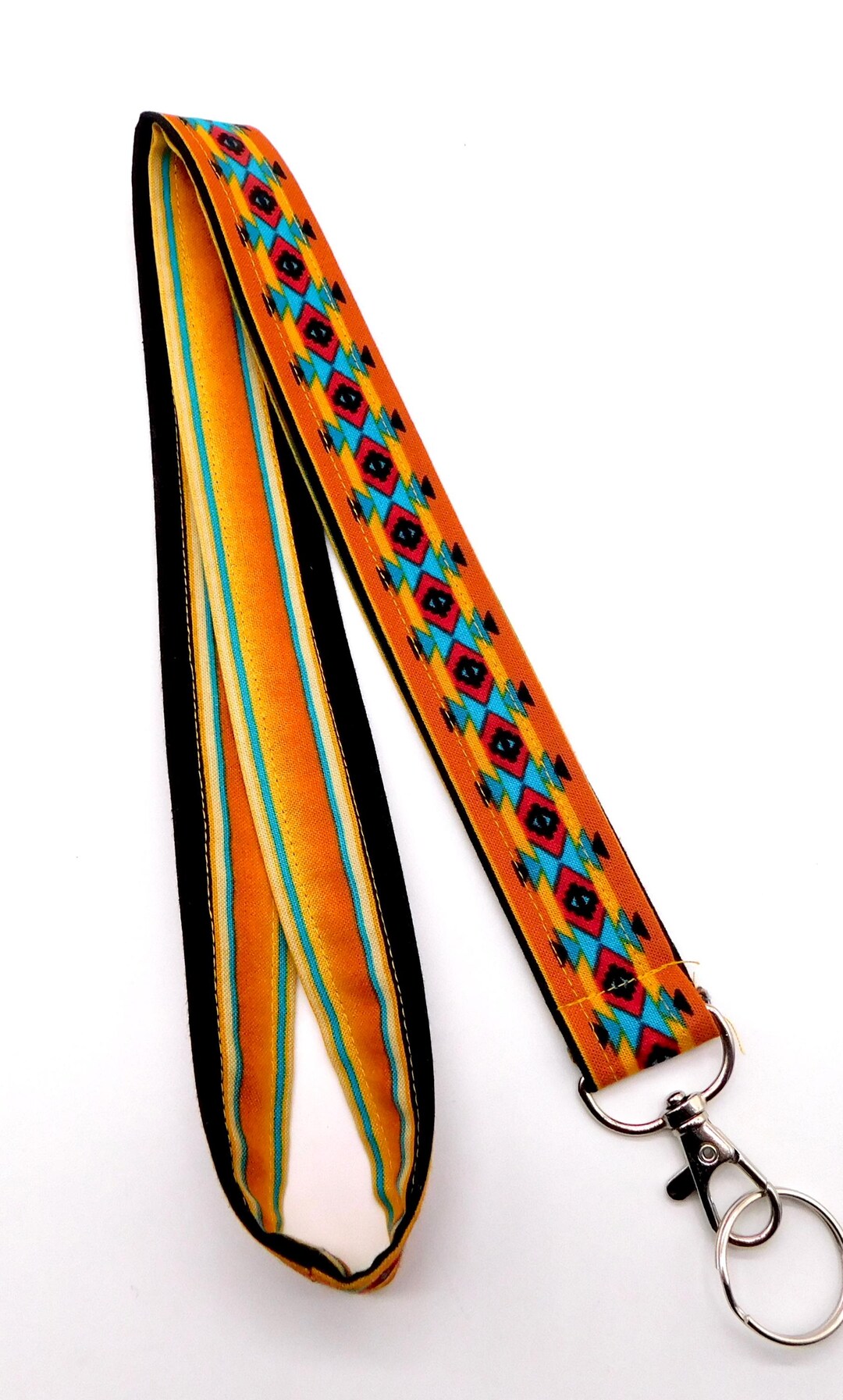 Southwest Design Lanyard in Bright Earth Tones, Aztec Inspired Key ...