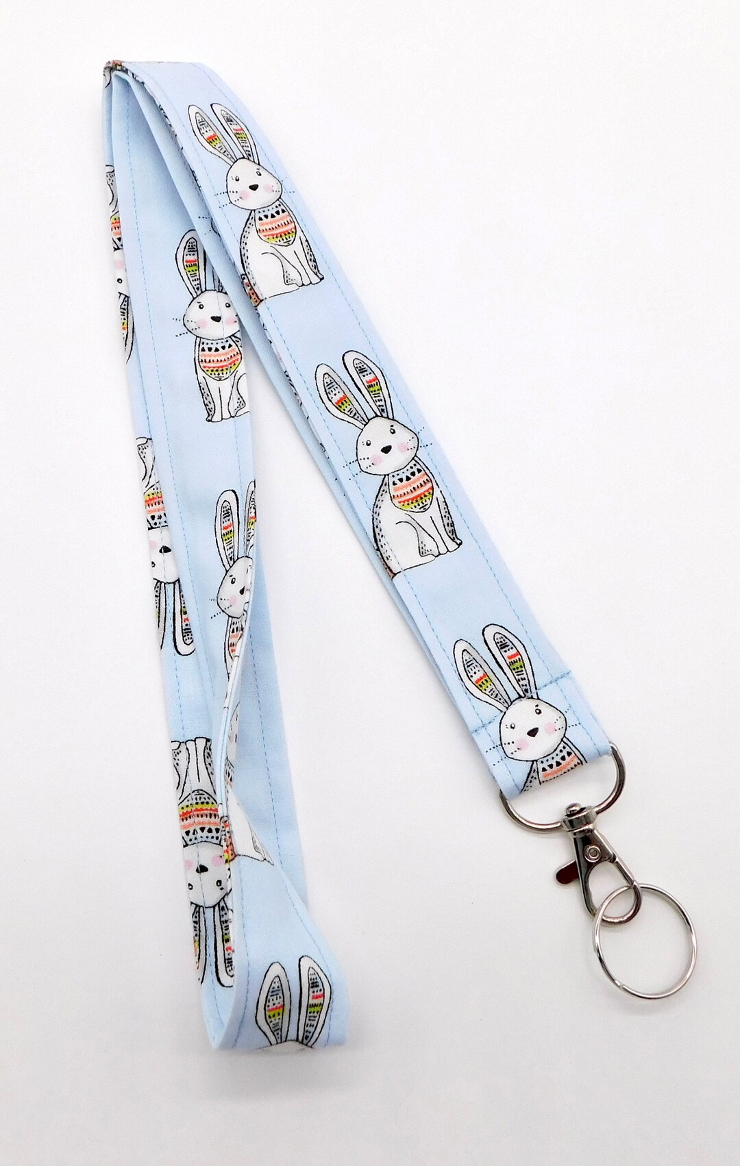 Lanyard With Rabbits / Bunny Lanyard in Blue / Teacher Lanyard for Keys ...