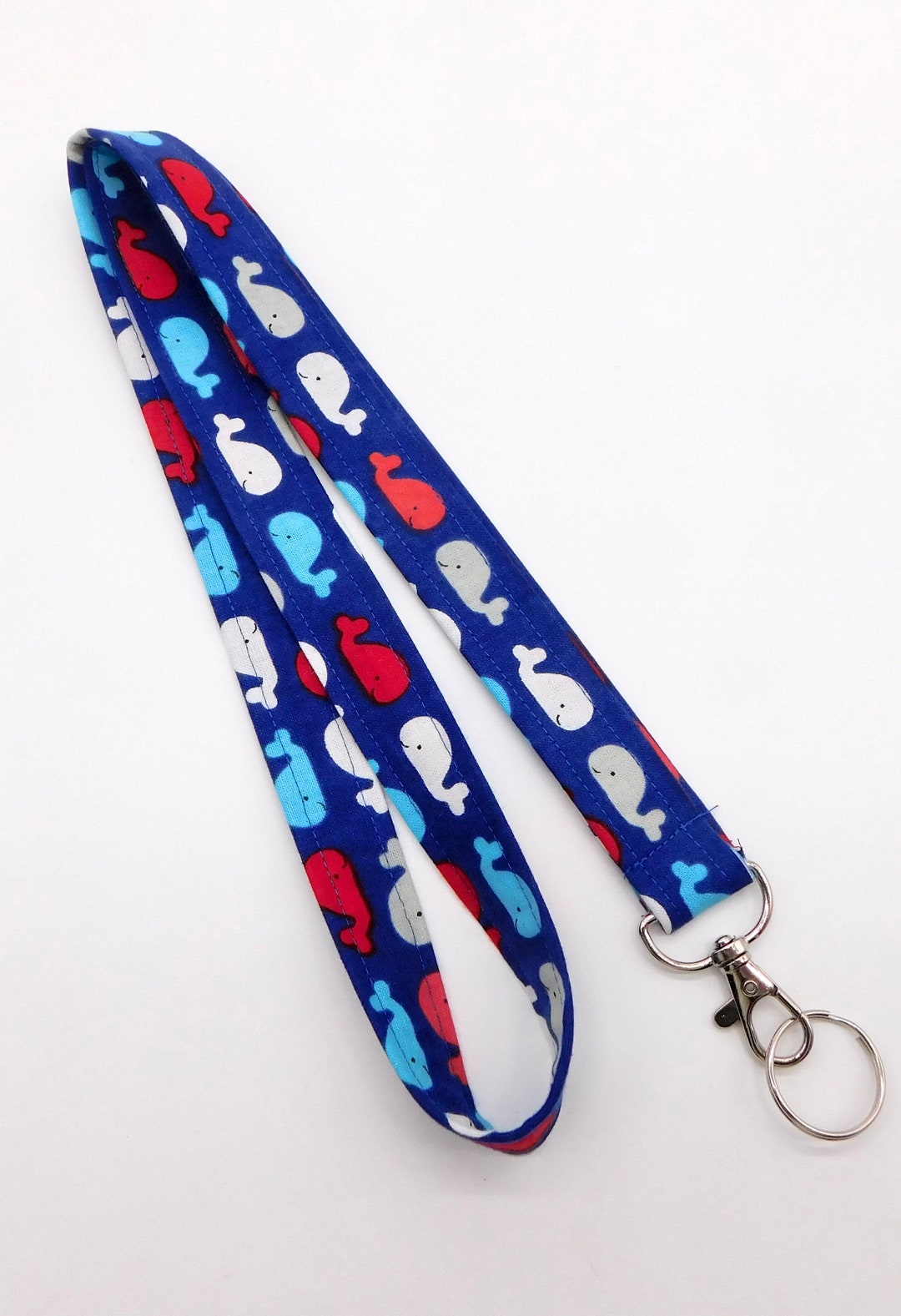Whale Lanyard / Ocean Beach Lanyard With Red White and Blue Whales ...