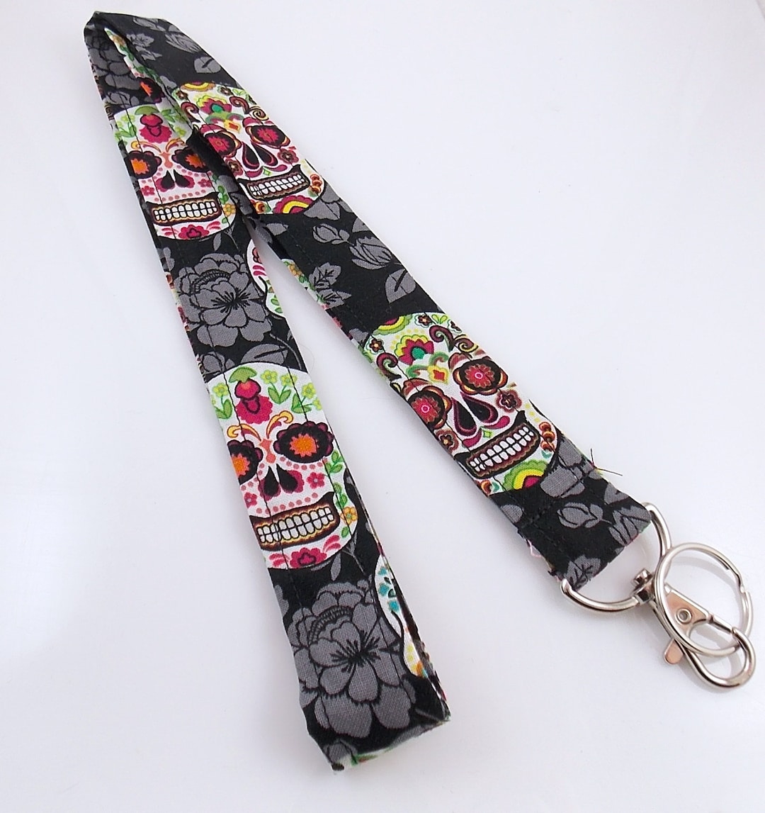 Goth Skull Lanyard for Keys / Teacher Lanyard With Sugar Skulls / Key ...