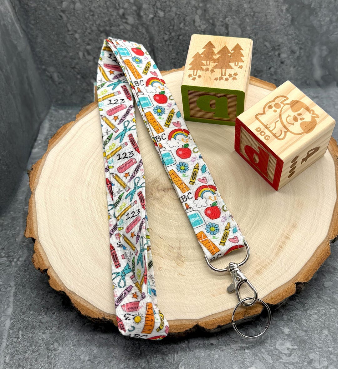 Teacher Lanyard With School Supplies – Cute Classroom ID Holder, Back ...