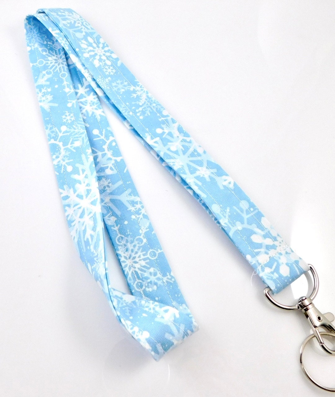 Lanyard With Snowflakes in Blue and White / Winter Time Key Holder for ...