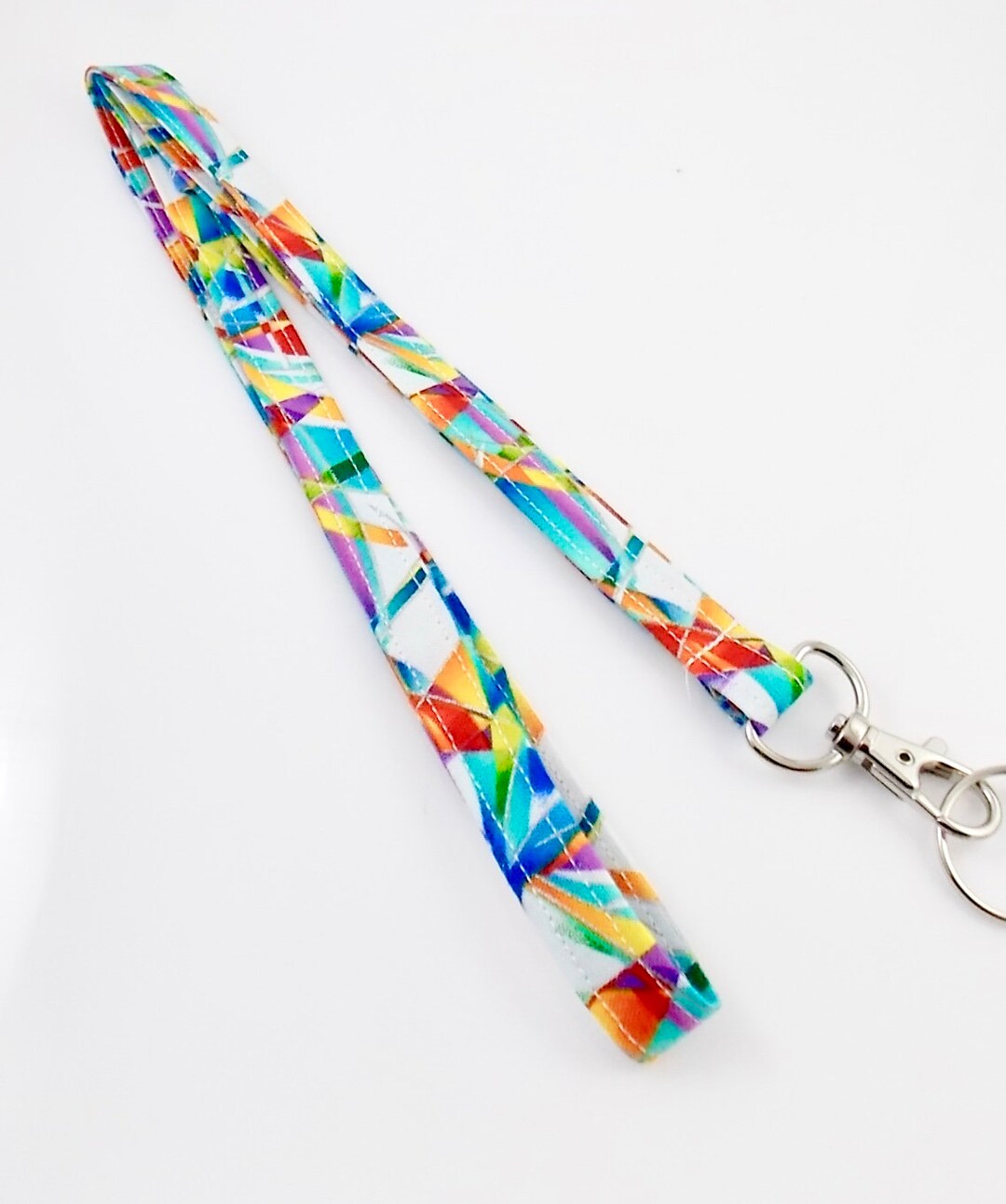 Rainbow Lanyard Geometric Lanyard Teacher Lanyard Stained - Etsy Canada