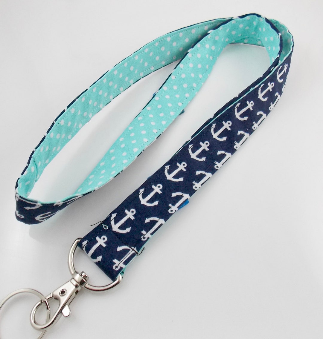 Nautical Anchor Lanyard in Green and Blue, Teacher Lanyard for Keys ...