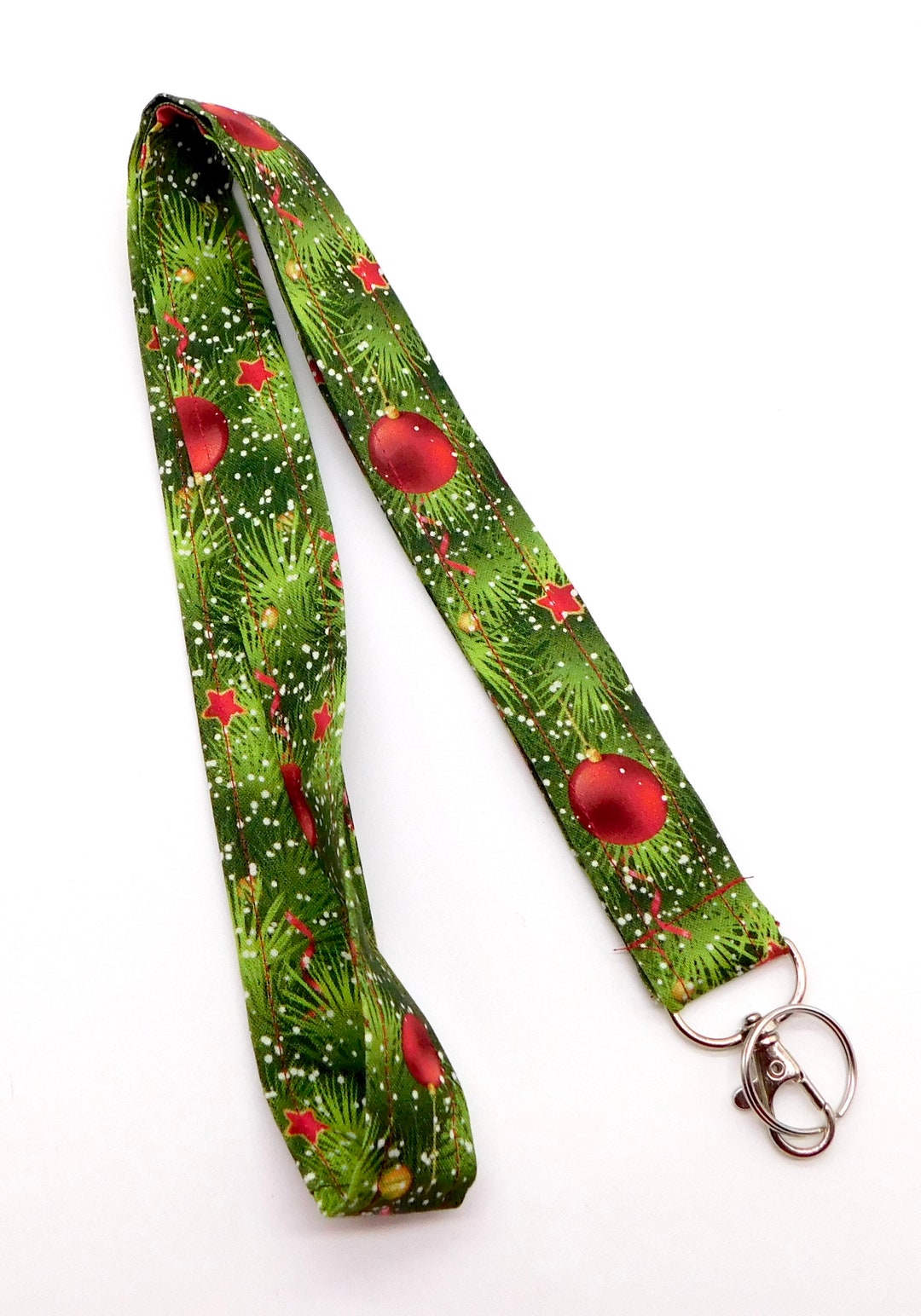 Holiday Lanyard in Bright Green and Red / Teacher Lanyard for Keys and ...