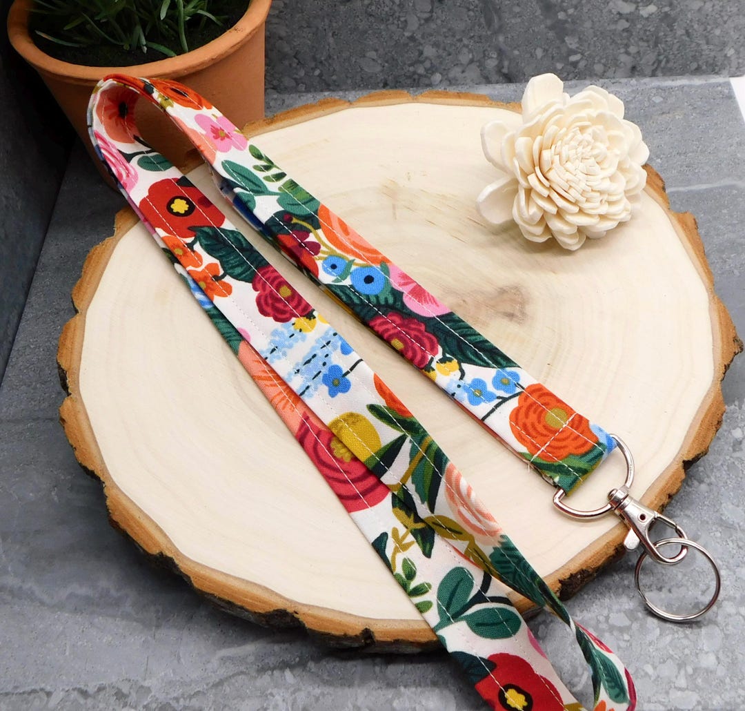 Rifle Paper Co Wildflower Floral Lanyard, Cottagecore Flower Lanyard ...