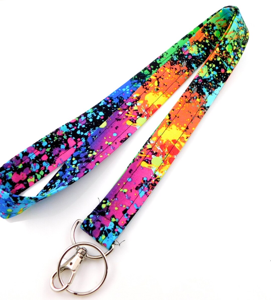 Paint Splatter Rainbow Lanyard / Bright Rainbow Teacher Lanyard With ...