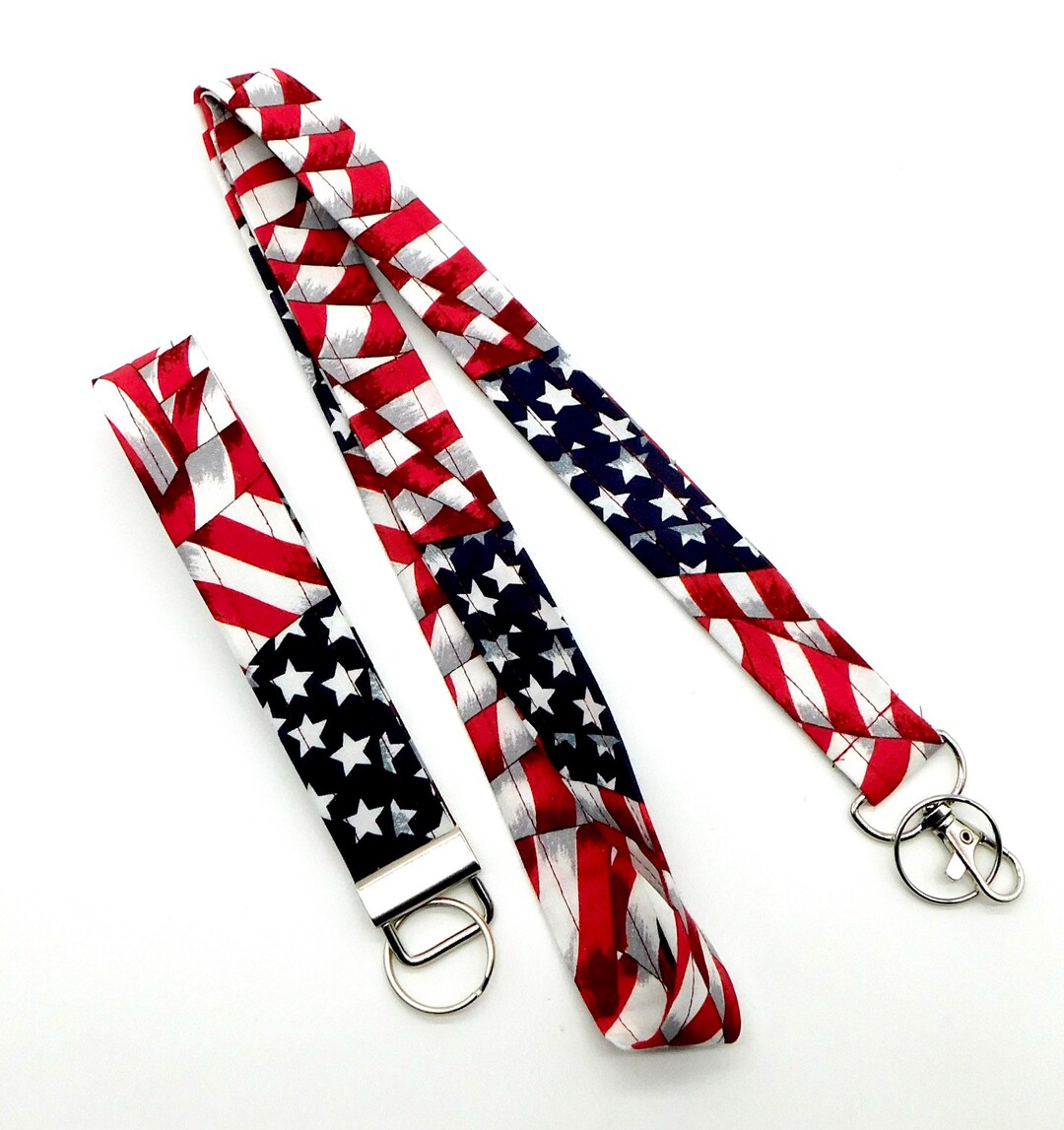 USA Flag Lanyard With Optional Key Fob / Patriotic Key Holder ...