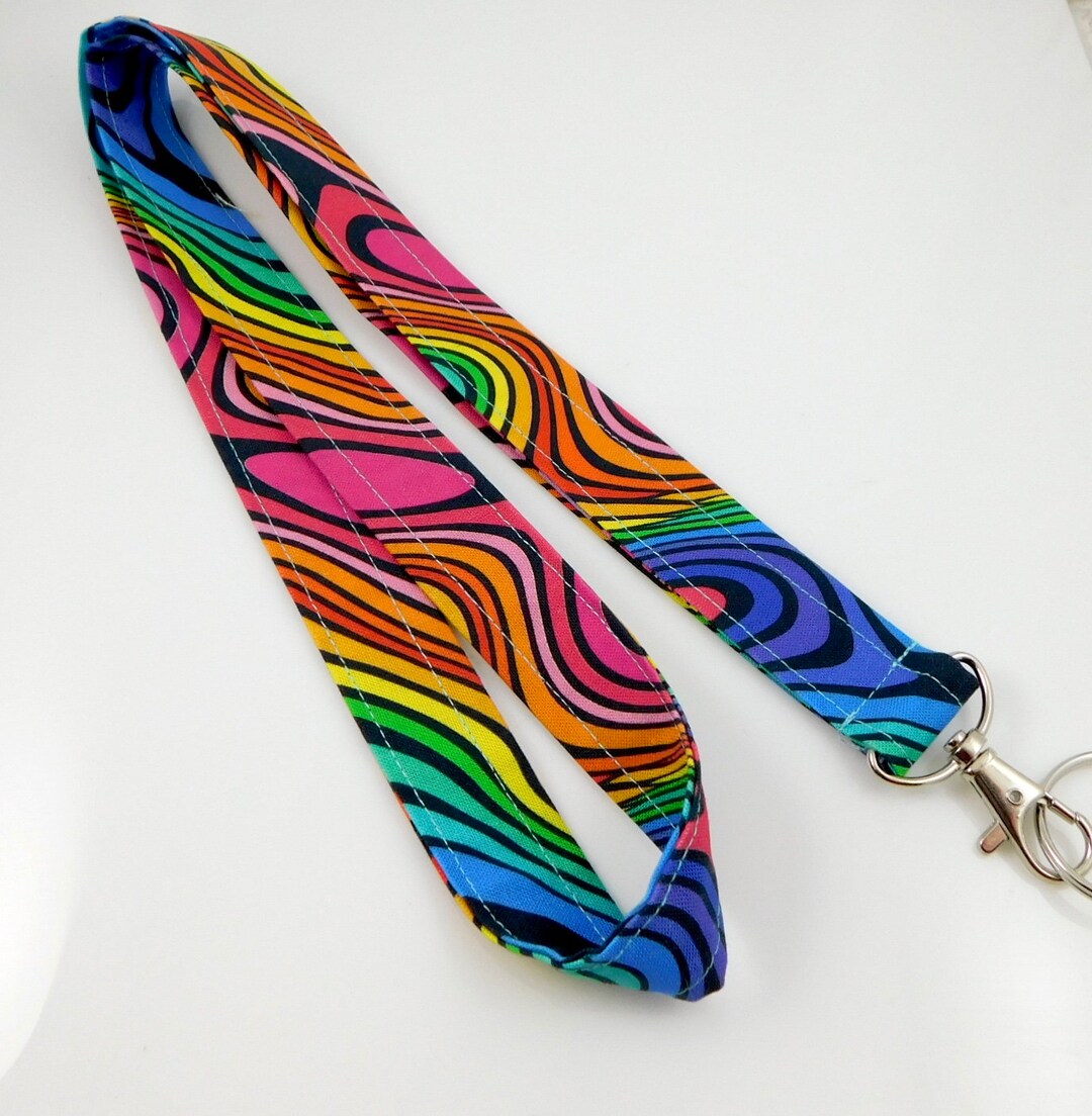 Rainbow Swirl Lanyard for Keys, Art Lanyard, Hippie Lanyard, Woodstock ...