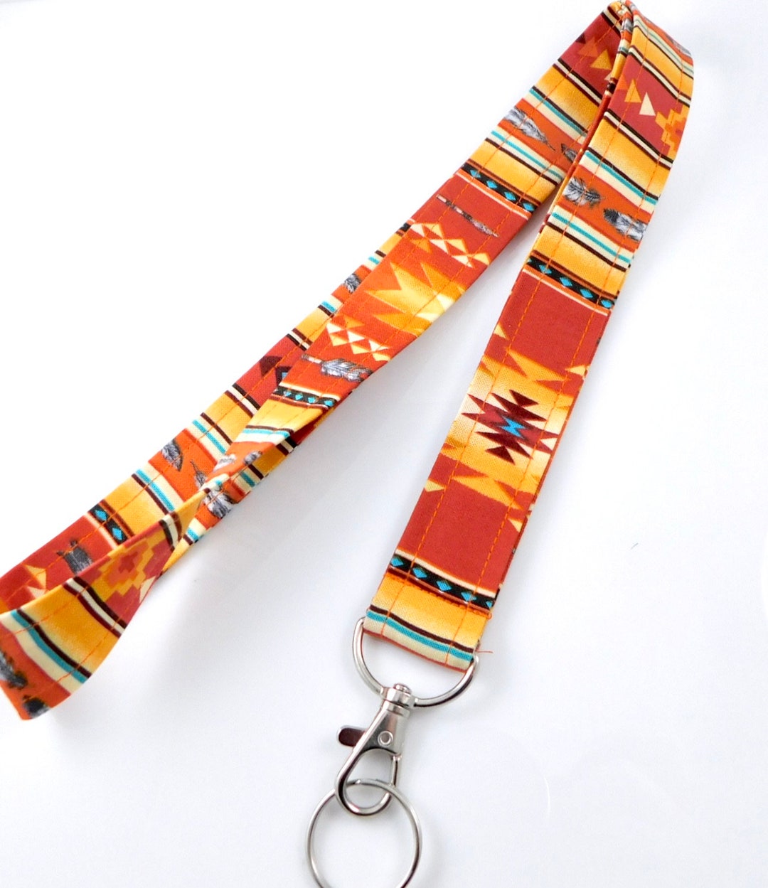 Southwest Design Lanyard in Bright Earth Tones, Aztec Inspired Key ...